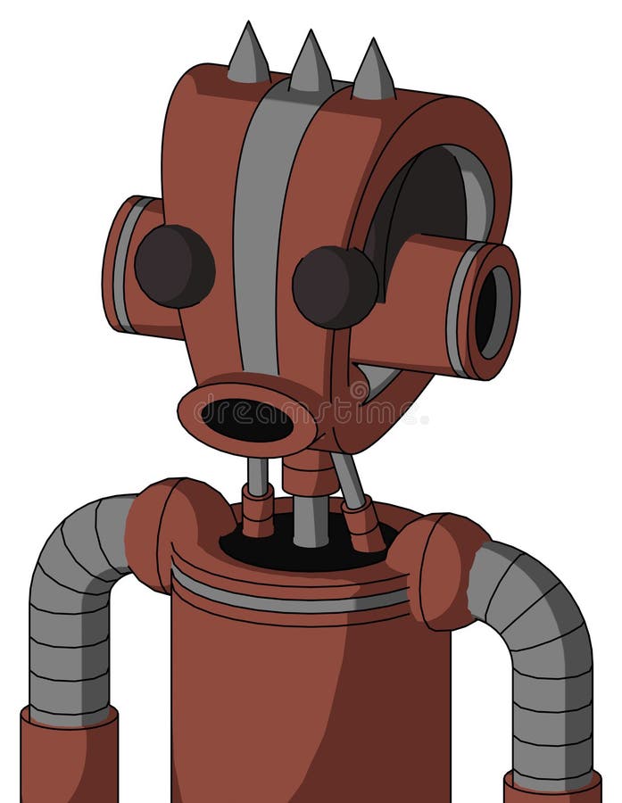 Brown Droid with Droid Head and Pipes Mouth and Black Glowing Red Eyes ...