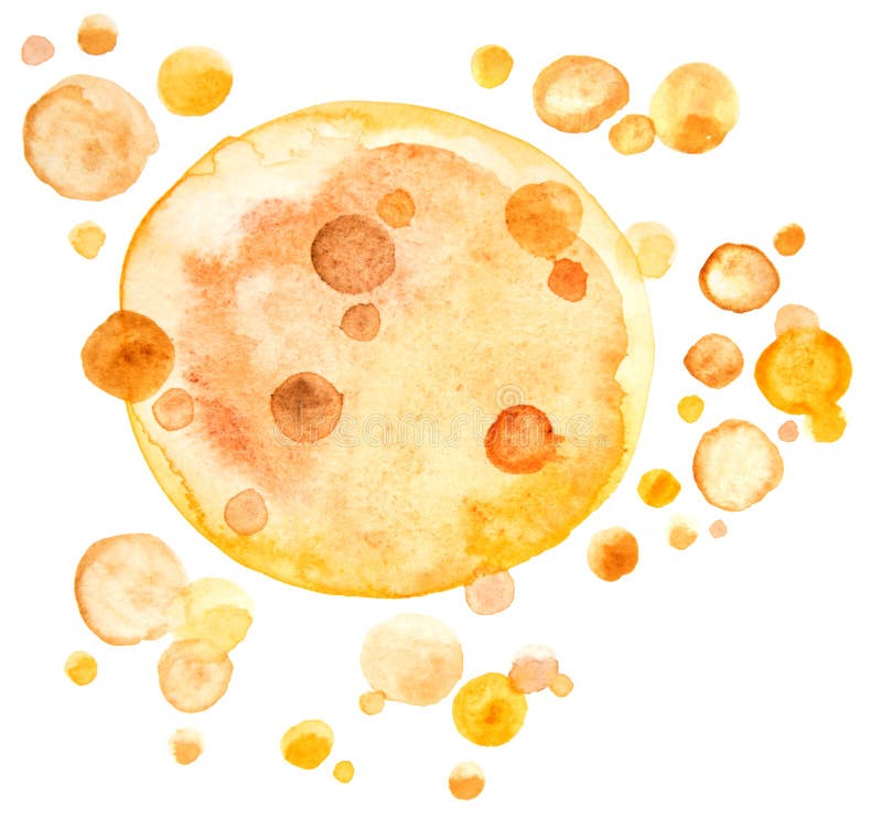 Brown Drops Watercolor Splash. Round Artwork Texture. Stock ...