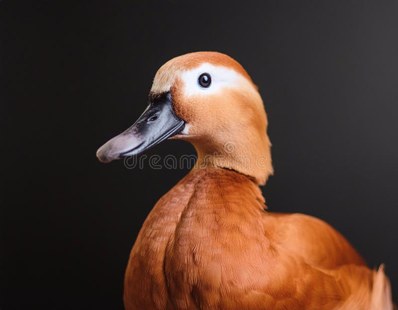 A Brown Duck with a White Stripe Above the Eye and a Blue Beak, Looking ...