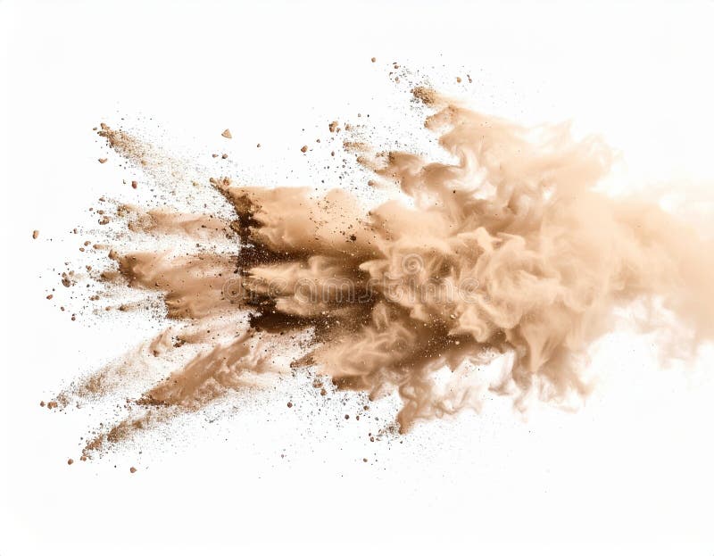 Brown Dust Explosion Effect, Building Material Dust Splatter in Precise ...