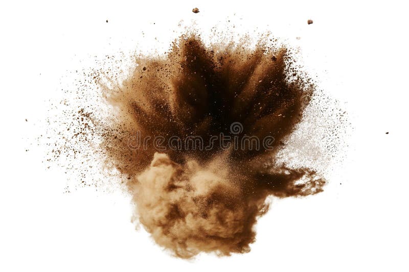 Brown Dust Explosion Isolated on White Stock Image - Illustration of ...