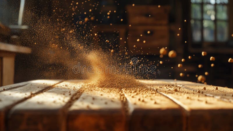 Brown Dust Particles Falling Onto Wooden Surface Stock Illustration ...