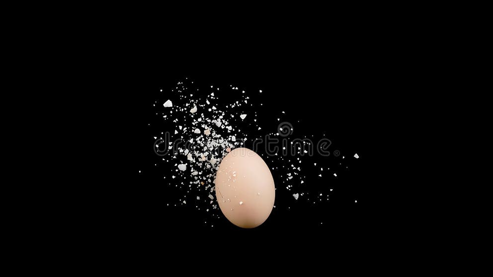 Brown Egg Shell Fragments Exploding Against Black Background Dramatic ...