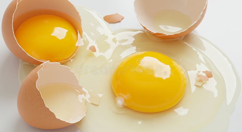 Brown Eggshells are Broken Open, Revealing Two Vibrant Yellow Yolks and ...