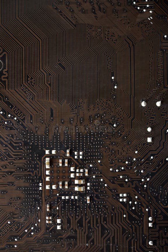 Brown Electronic Board with Trace Elements. Radio Elements on the Board ...