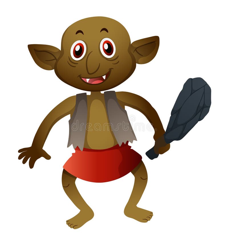 Brown elf with hammer stock vector. Illustration of rock - 91695389