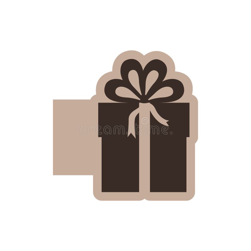 Brown Emblem Sticker Box with Bow Ribbon Icon Stock Illustration ...