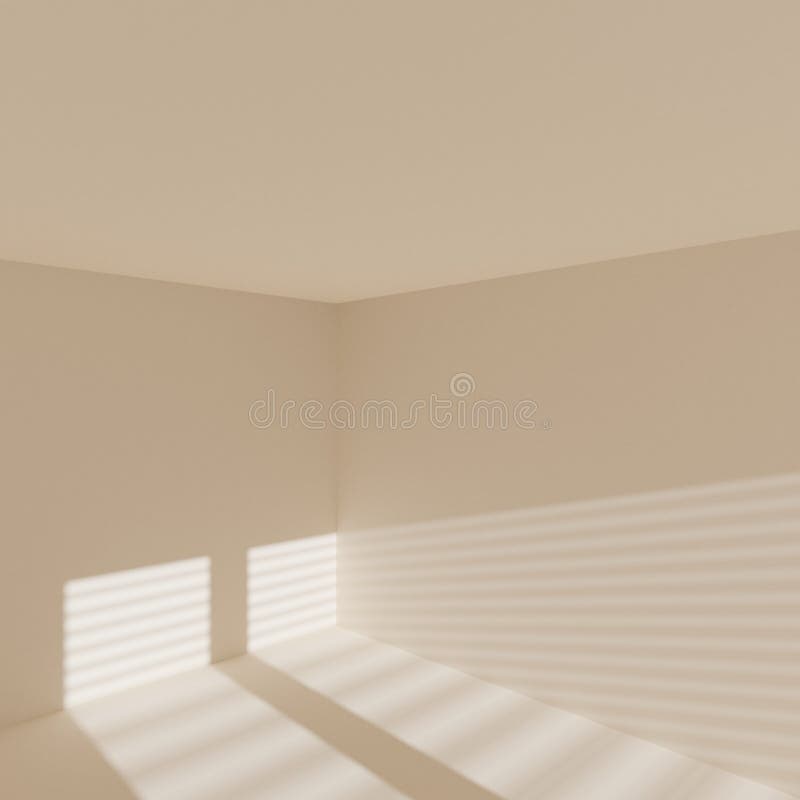 Brown Empty Room with Window Shadow, 3D Rendering Stock Illustration ...