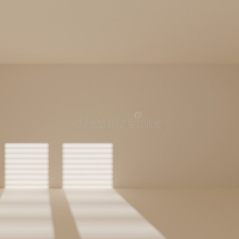 Brown Empty Room with Window Shadow, 3D Rendering Stock Illustration ...
