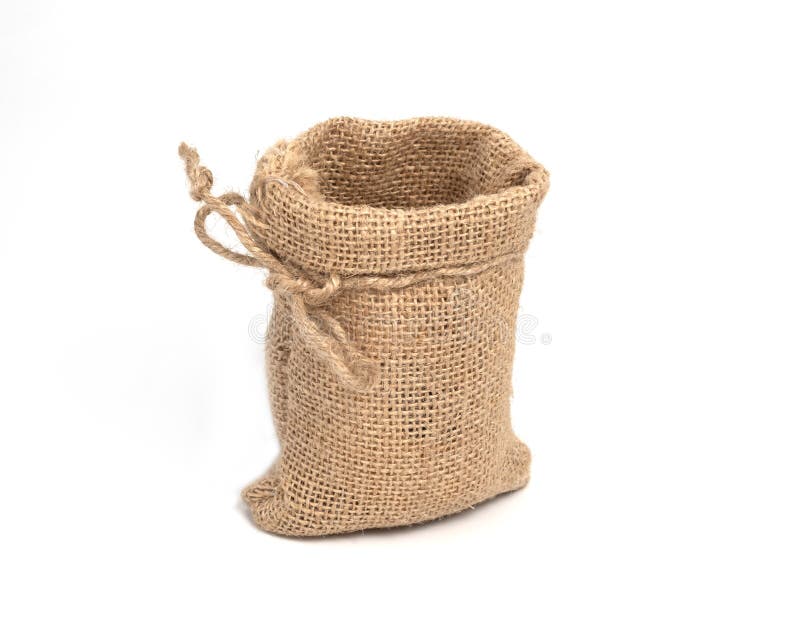 Brown Empty Sack Bag, Small Isolated on White Background Stock Image ...