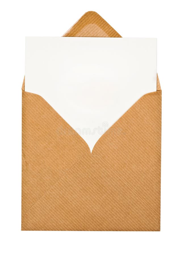 Brown Envelope with Card Isolated on White Background Stock Photo ...