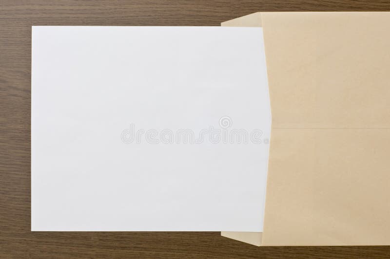 Brown Envelope and Blank Paper Stock Image - Image of indoor, memo ...