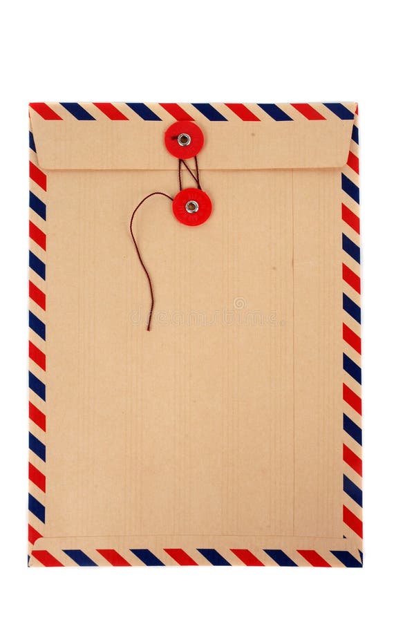Brown Envelope with Blue and Red Striped Stock Image - Image of concept ...