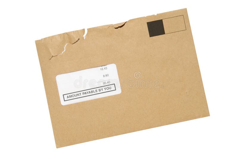 Brown Envelope Containing a Bill Stock Image - Image of brown ...
