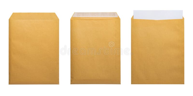 Brown Envelope Front and Back Isolated on White Background. Letter Top ...