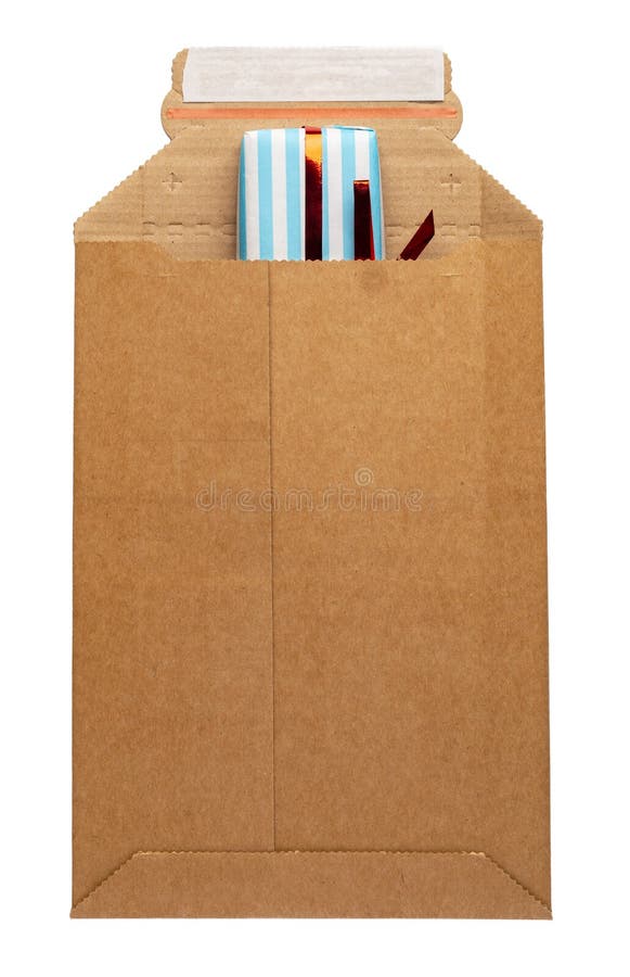 Brown Envelope Front and Back Isolated on White Background. Letter Top ...