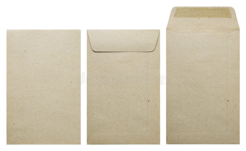 Brown Envelope with Card Isolated on White Background Stock Photo ...