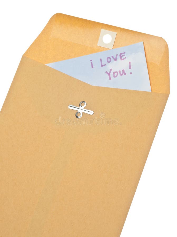 Brown Envelope with I Love You Letter Inside Stock Image - Image of ...