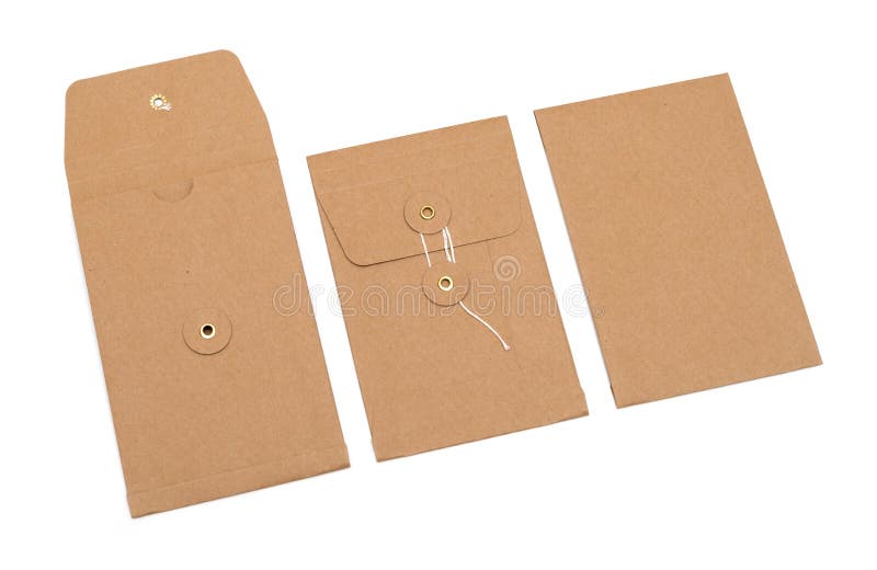 Brown Envelope with Card Isolated on White Background Stock Photo ...