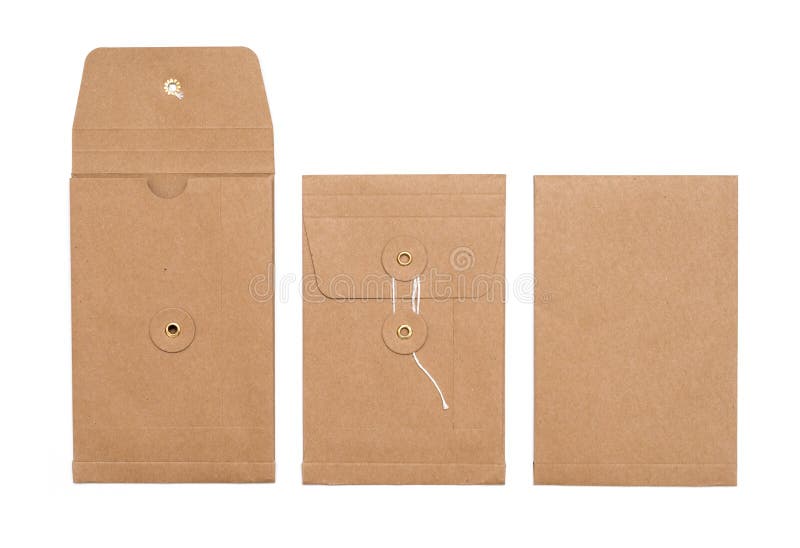 Brown Envelope with Card Isolated on White Background Stock Photo ...