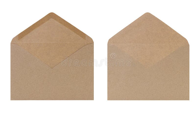 Brown Envelope Isolated on White Background. Letter, Front and Back ...