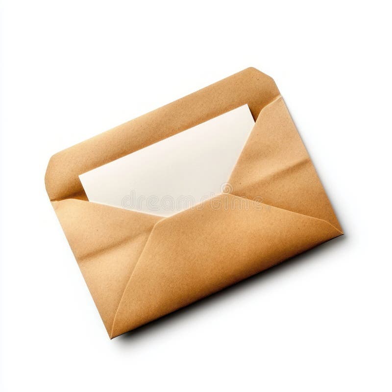 Brown Envelope with Letter Inside on White Background Stock ...