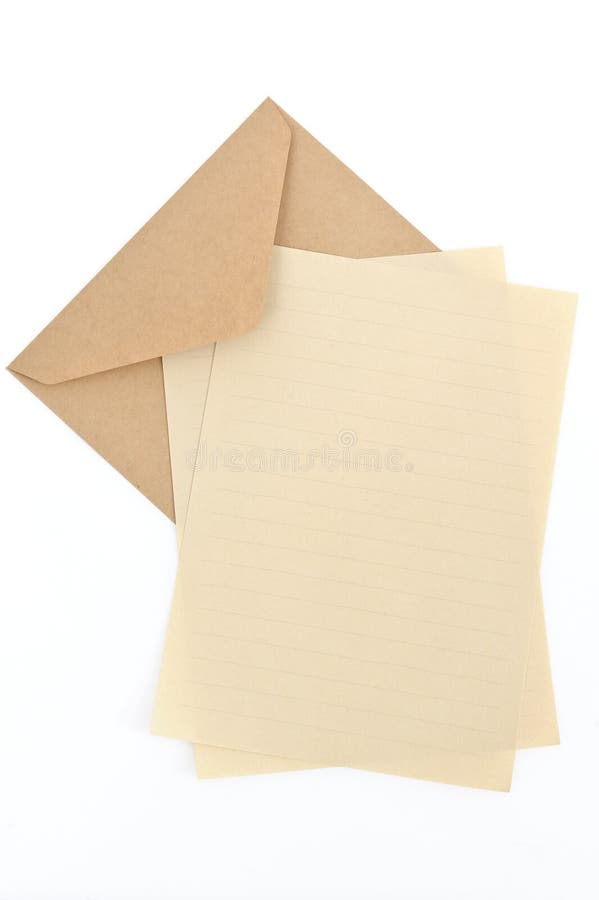 Brown Envelope with Letter Paper Stock Image - Image of isolation ...