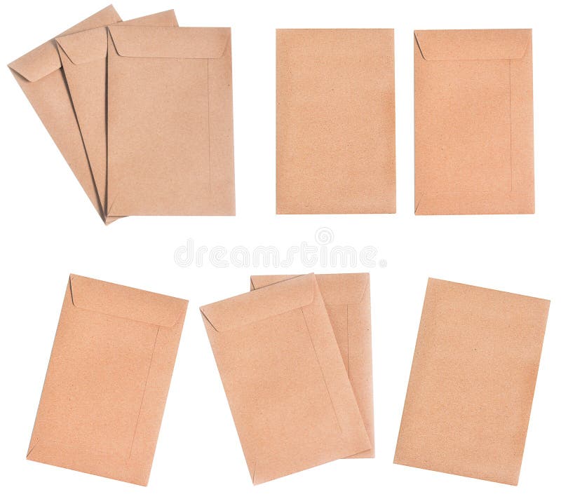 Brown Envelopes Isolated on White Background. Stock Photo - Image of ...