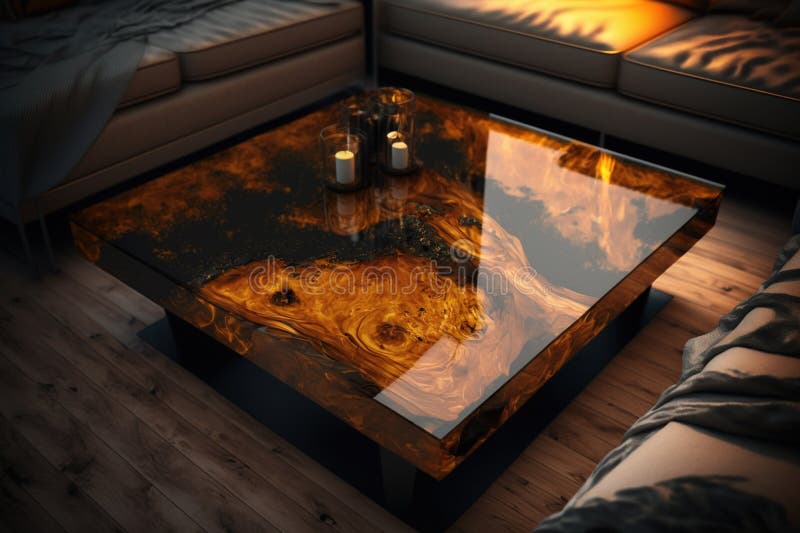 Brown Epoxy Resin Coffee Table. Generative AI Stock Illustration ...