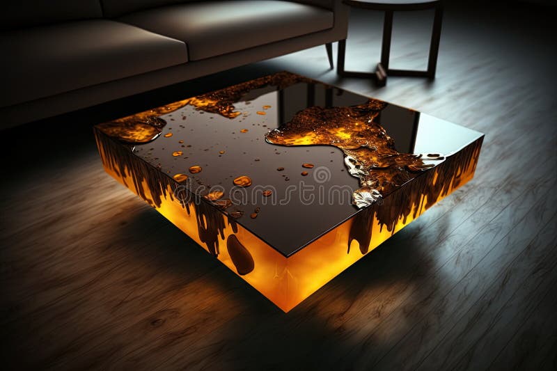 Brown Epoxy Resin Coffee Table. Generative AI Stock Illustration ...