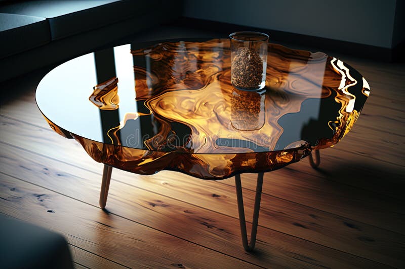 Brown Epoxy Resin Coffee Table. Generative AI Stock Illustration ...