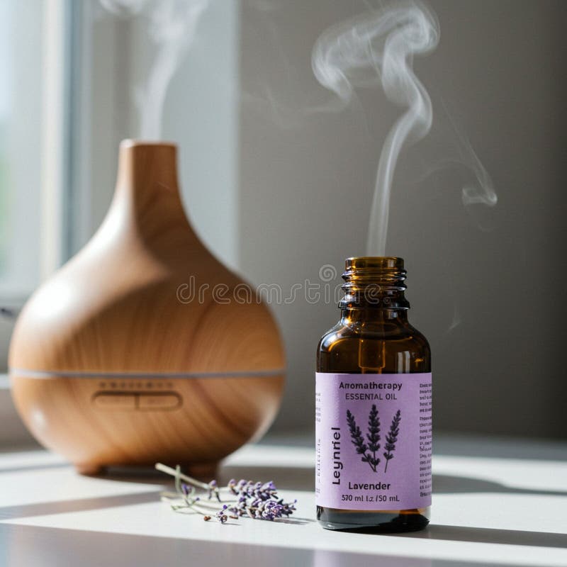 Brown Essential Oil Bottle Labeled "Lavender" with Text Indicating ...