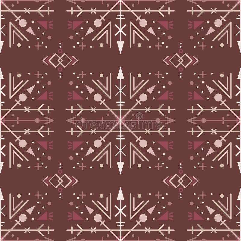 Brown Ethnic Pattern Boho Style Stock Illustration - Illustration of ...