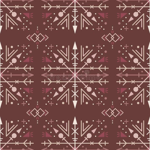 Brown Ethnic Seamless Pattern with Tribal Elements Stock Vector ...