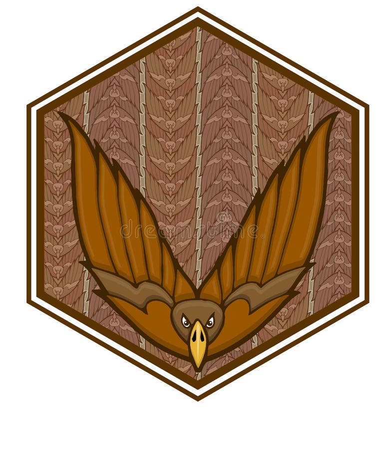 Brown Falcon Design with a Hexagon Background Stock Illustration ...
