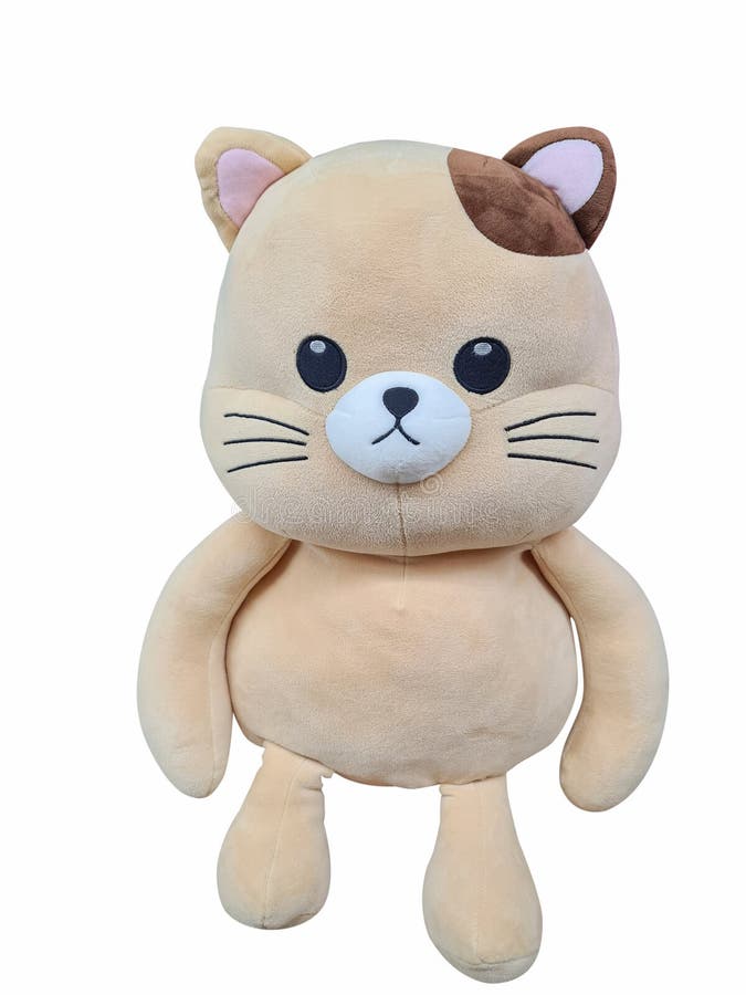 Brown Fat Cat Plush Toy Isolated on White Background Stock Image ...