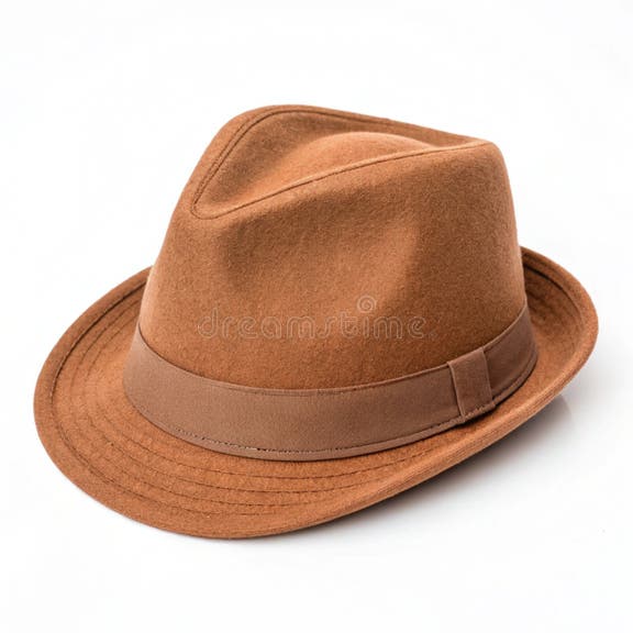 Brown Fedora Isolated on White Background Stock Illustration ...