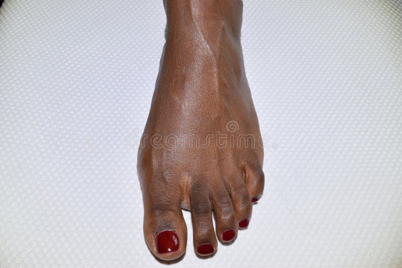 Brown Female Foot Freshly Pedicure Stock Image - Image of brown ...