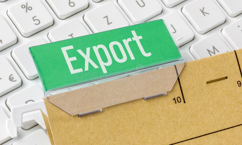 A Brown File Folder Labeled Export Stock Photo - Image of archival ...