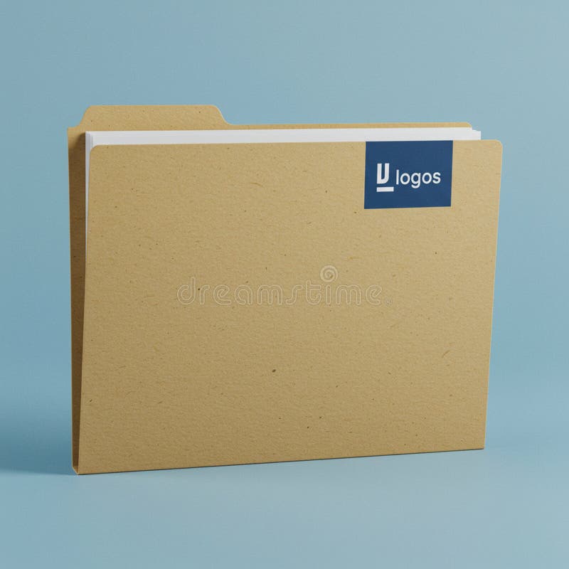 A Brown File Folder Made of Cardboard is Set Against a Light Blue ...