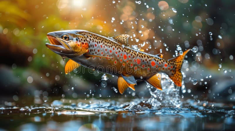 Brown Fish Jumping Out of Water Stock Image - Image of fins, jumping ...