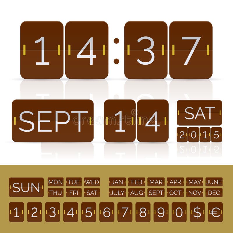 Brown Countdown Timer and Week Day Flip Calendar Stock Vector ... Brown Countdown Timer and Week Day Flip Calendar Stock Vector ...