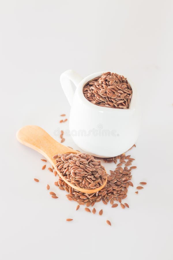 Brown Flax Seed on Clean Kitchen Table Stock Image - Image of fiber ...