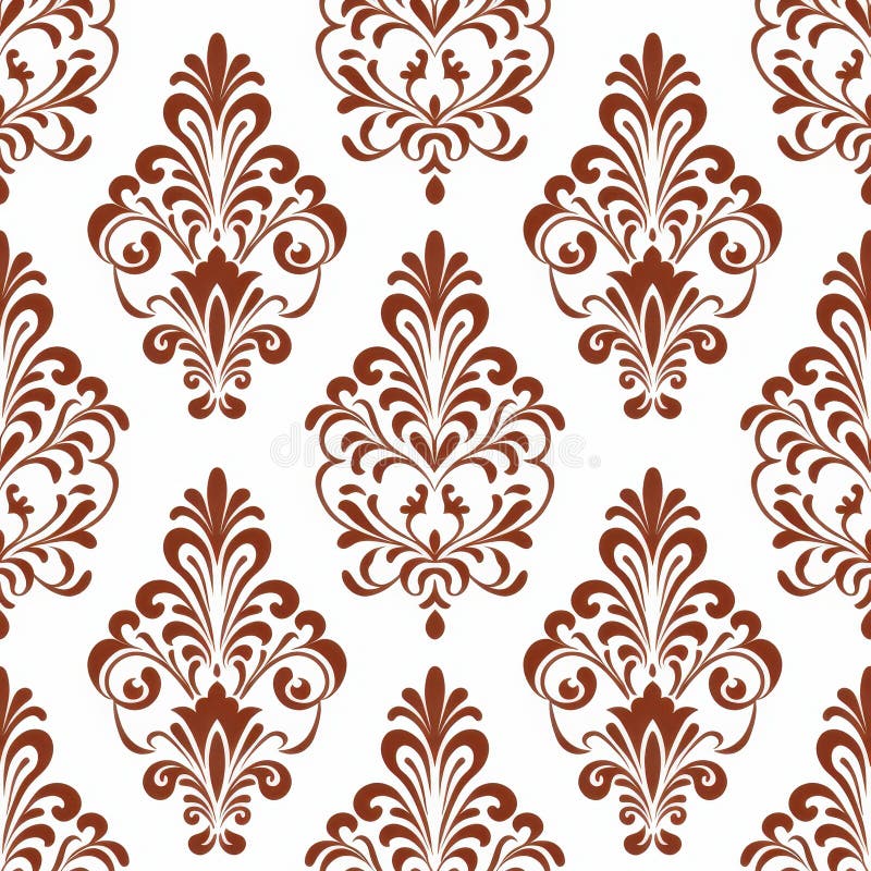 Brown Floral Damask Pattern Background Stock Illustration ...