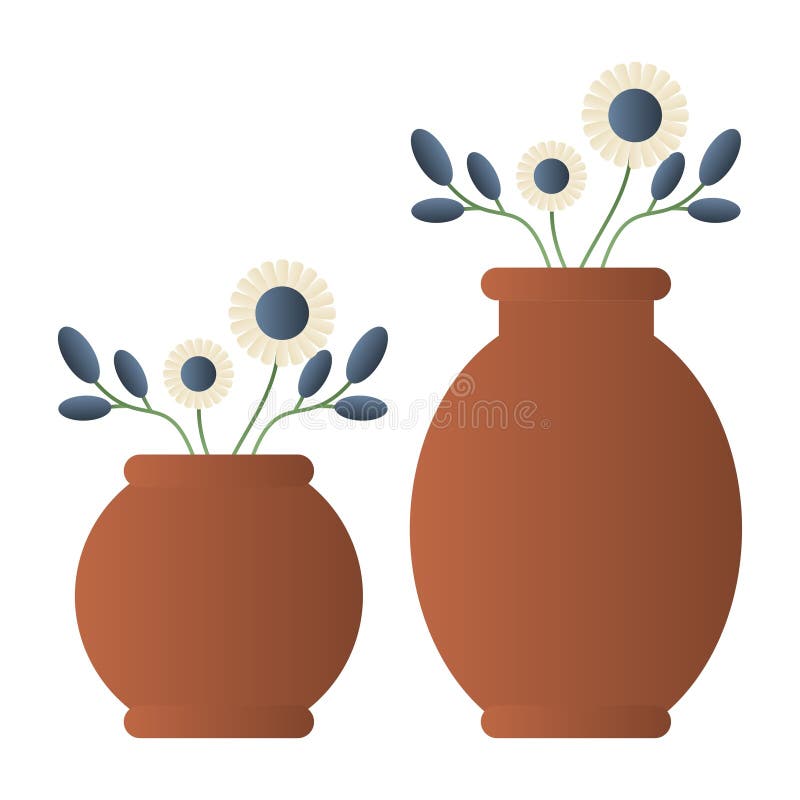 Brown Flower Vase Vector stock vector. Illustration of icon - 376308017