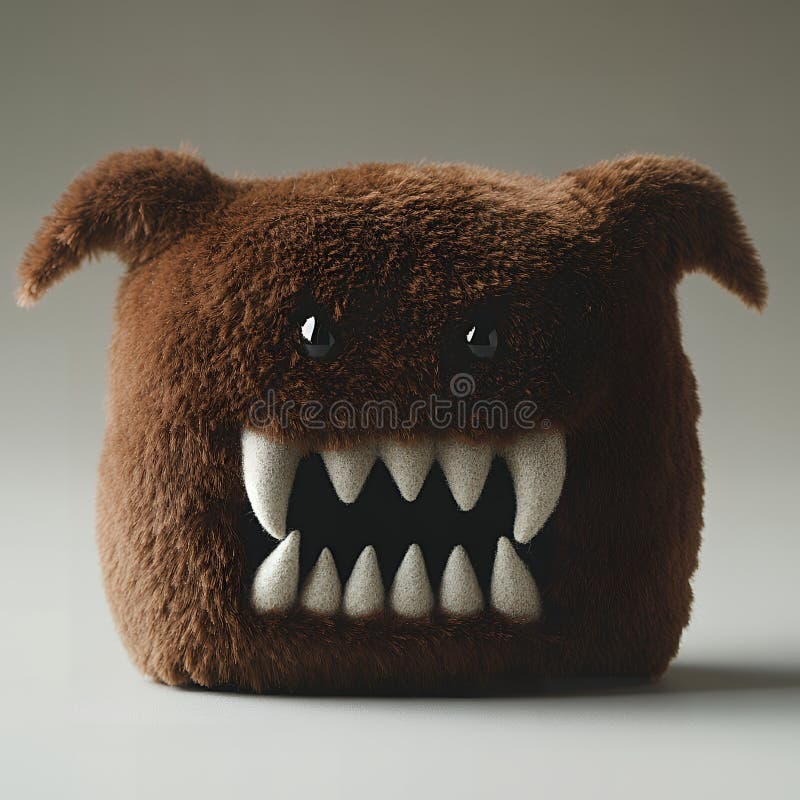 Brown Furry Monster with Big Teeth Stock Illustration - Illustration of ...