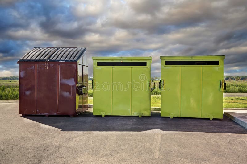Container with Green Waste Recycling Stock Image - Image of green, lane ...