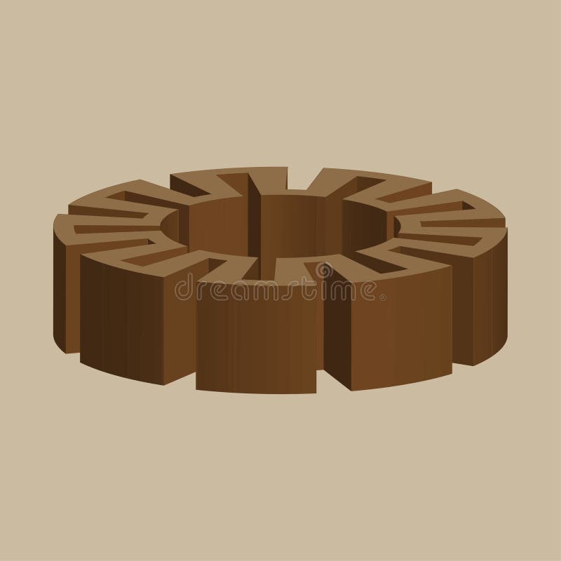 Brown Gear Icon. Mechanical Vector Symbol. 3D Cog Shape. Abstract ...