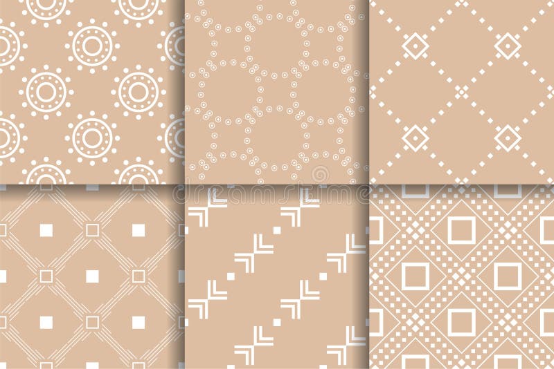 Brown Geometric Patterns. Collection of Seamless Textures Stock Vector ...