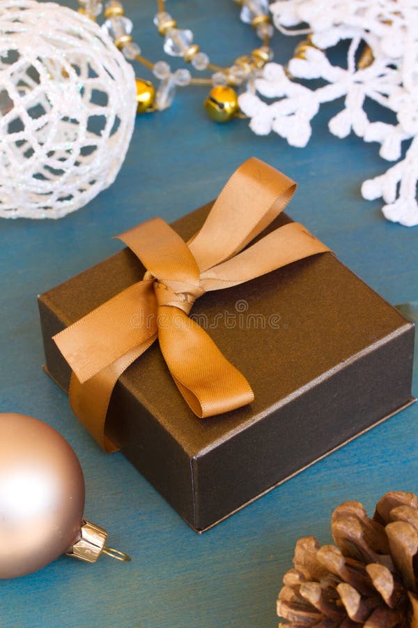 Brown Gift Box for Christmas Stock Image - Image of decorative ...